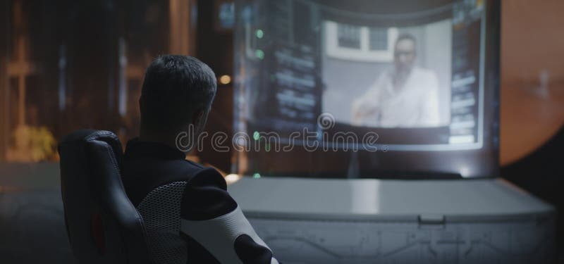 Astronaut Having Video Call Stock Photo - Image of computer, indoors ...