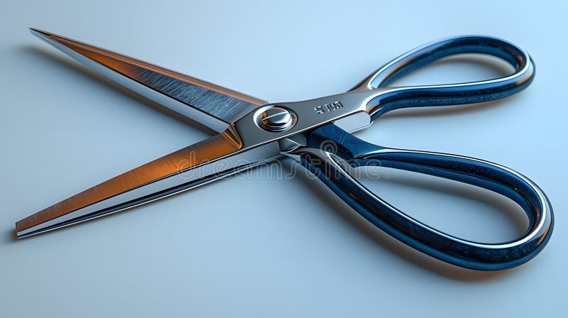 Medium Shot of Metallic Scissors with Black Handles Stock Illustration ...