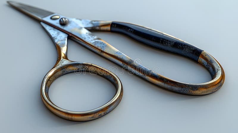 Medium Shot of Metallic Scissors with Black Handles Stock Illustration ...