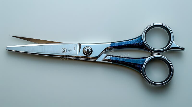 Medium Shot of Metallic Scissors with Black Handles Stock Illustration ...