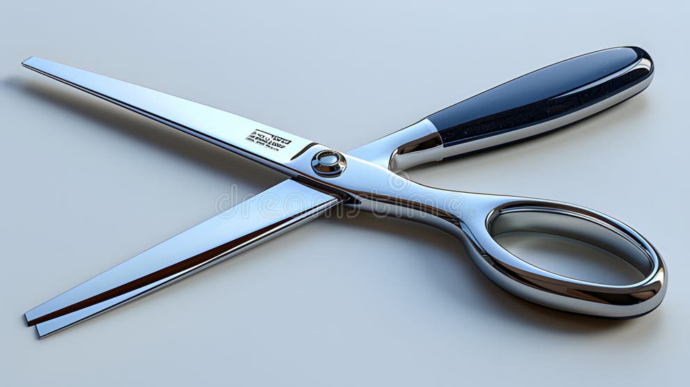 Medium Shot of Metallic Scissors with Black Handles Stock Illustration ...