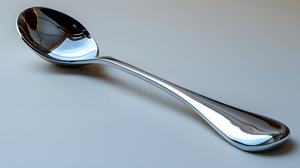 Medium Shot of a Reflective Silver Spoon Stock Illustration ...