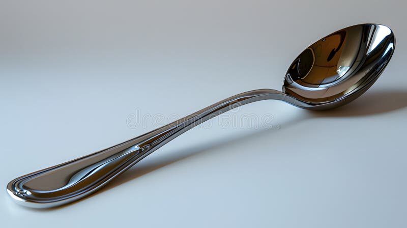 Medium Shot of a Reflective Silver Spoon Stock Illustration ...