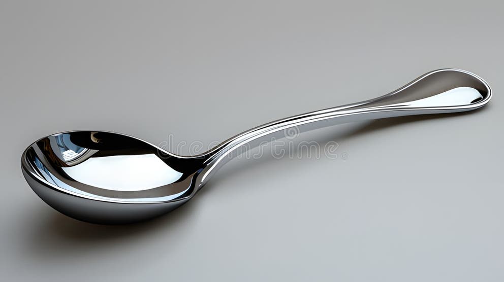 Medium Shot of a Reflective Silver Spoon Stock Illustration ...