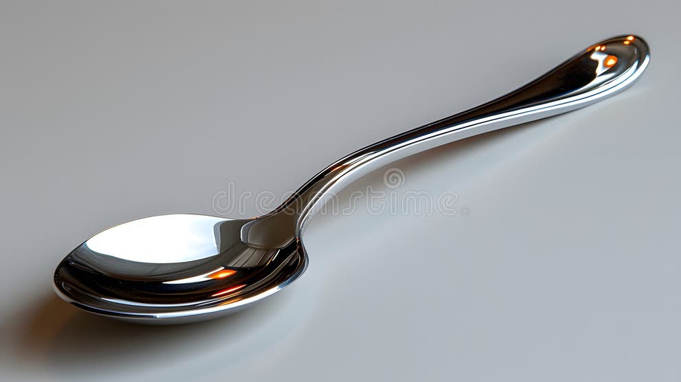 Medium Shot of a Reflective Silver Spoon Stock Illustration ...