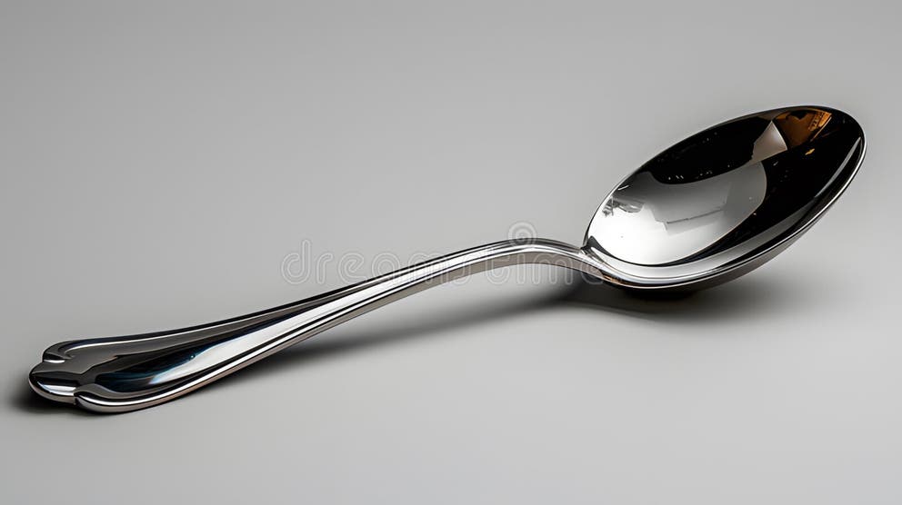 Medium Shot of a Reflective Silver Spoon Stock Illustration ...