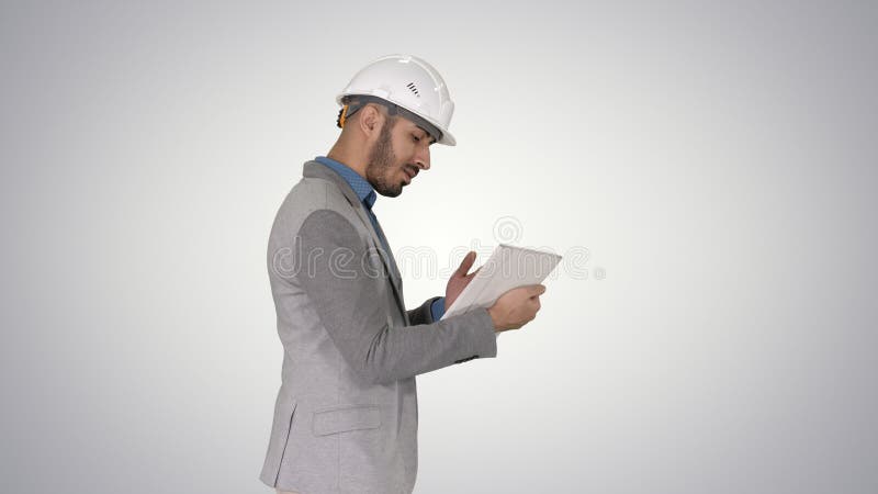 The Hipster Engineer Making Video Call with Tablet Showing Resul Stock ...