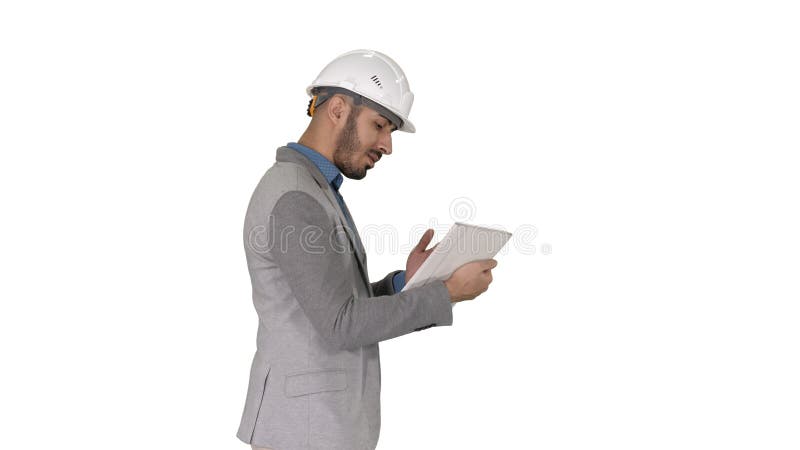 The Hipster Engineer Making Video Call with Tablet Showing Result of ...