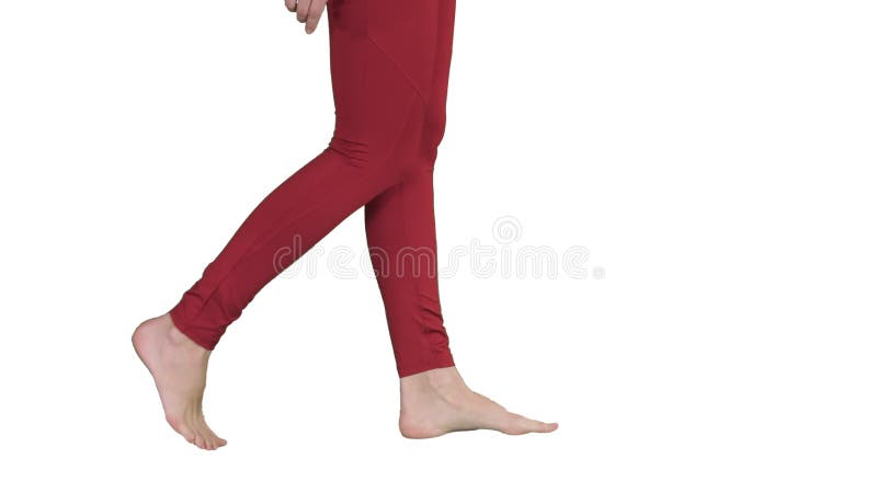 Womans Legs are Bare and Taking Steps Yoga on Gradient Background ...