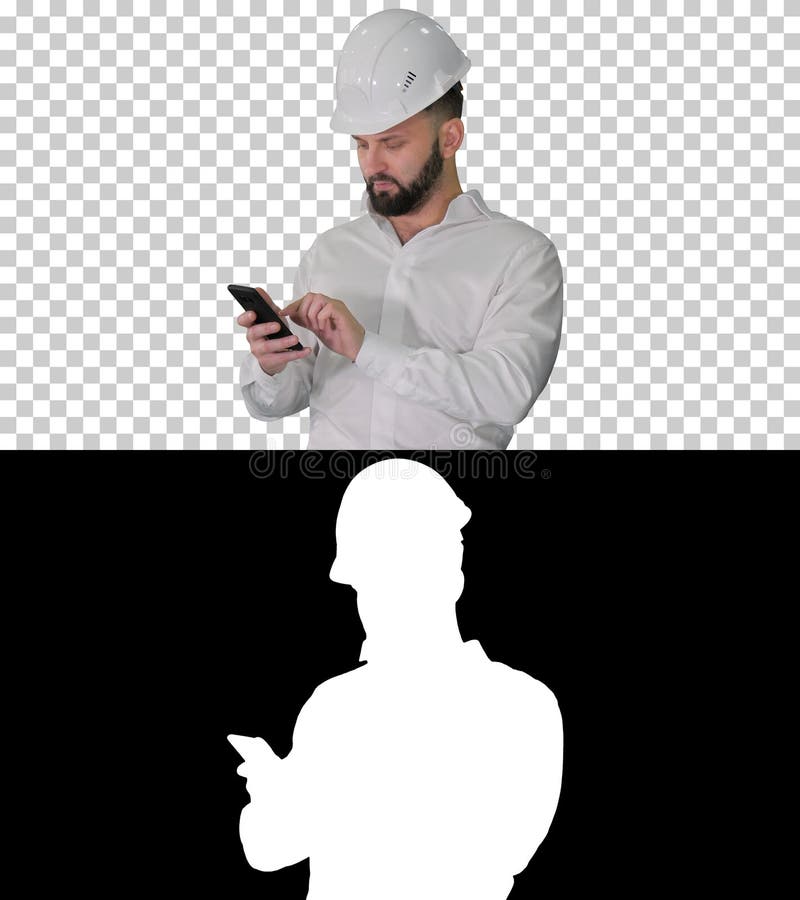 Smart Engineer in White Shirt and Safety Engineering Hat Using S Stock ...