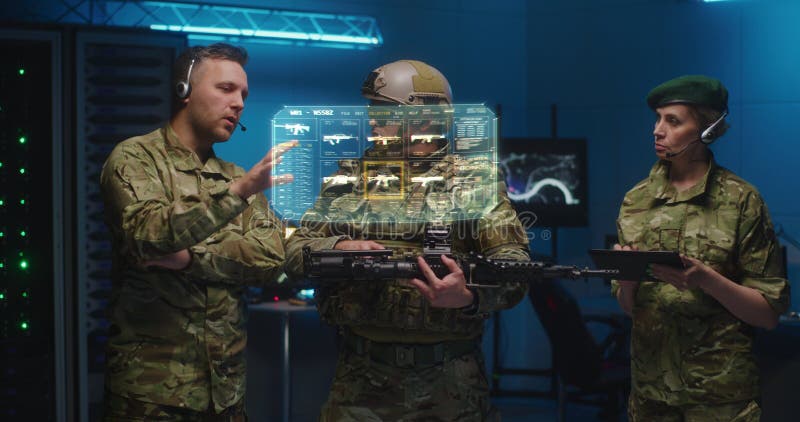 Soldiers Testing Holographic Rifle Interface Stock Image - Image of ...