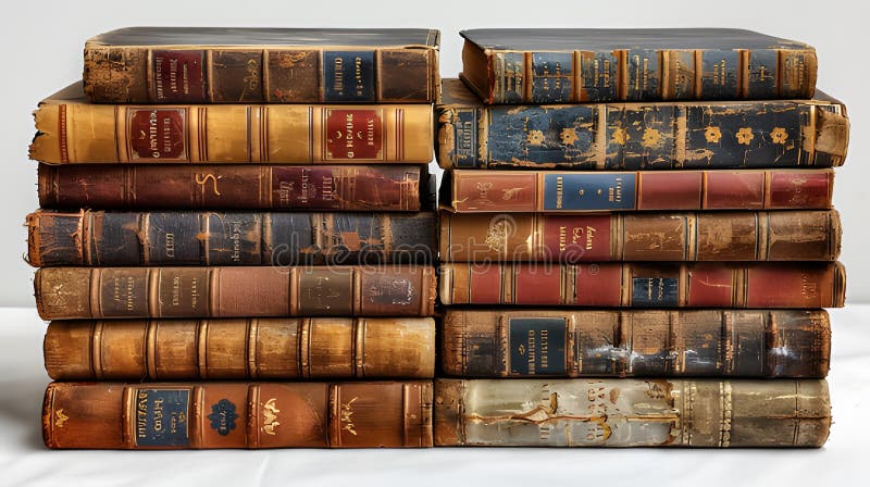 Medium Shot of a Stack of Old Books Stock Illustration - Illustration ...