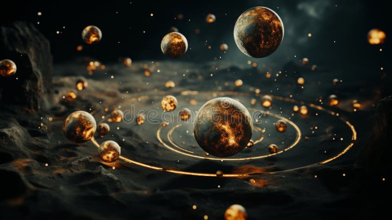 Medium Shot. Structured Cosmic Background with Various Elements Such As ...