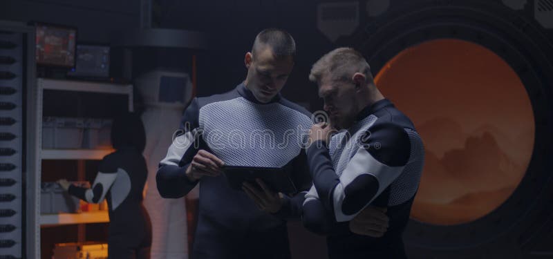 Astronauts Working in a Mars Base Stock Photo - Image of women, martian ...