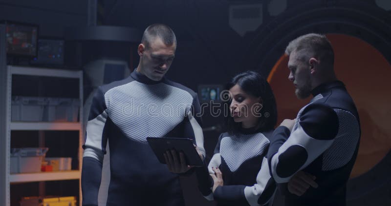 Astronauts Working in a Mars Base Stock Video - Video of talking ...
