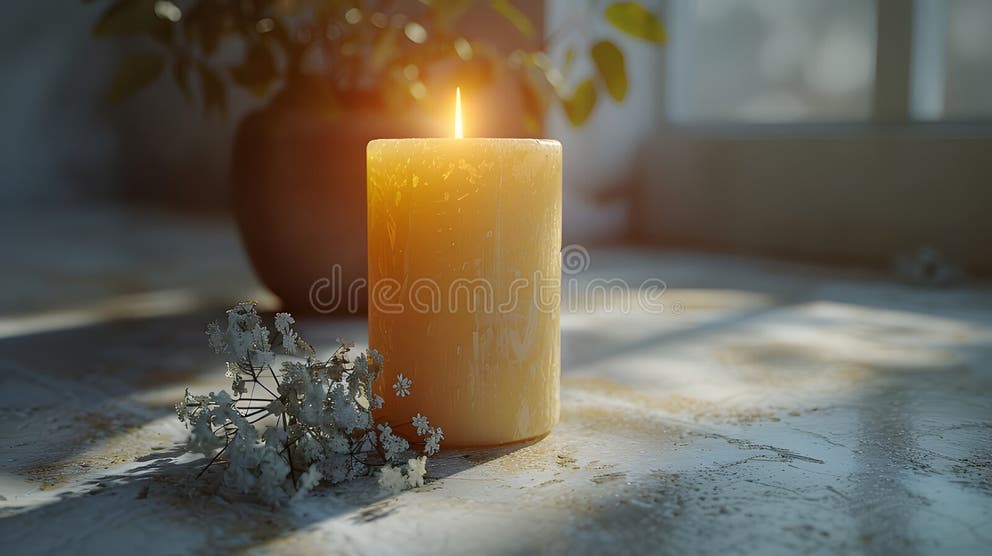 Medium Shot of Unlit White Cylindrical Candle Stock Illustration ...