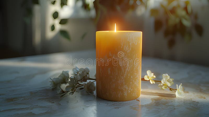 Medium Shot of Unlit White Cylindrical Candle Stock Illustration ...