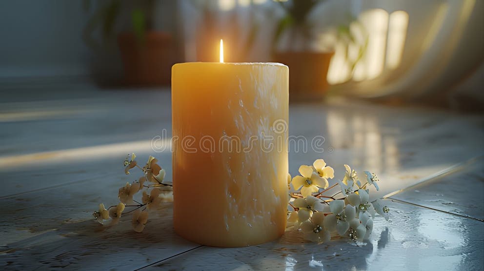 Medium Shot of Unlit White Cylindrical Candle Stock Illustration ...