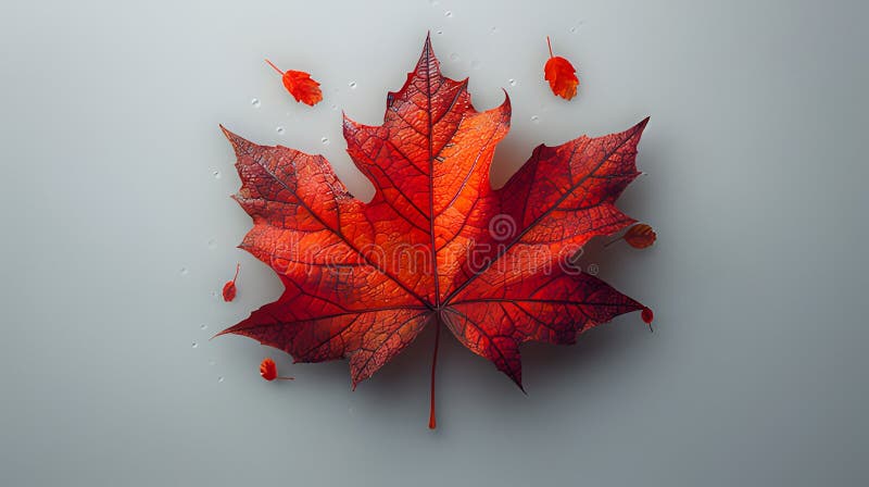 Medium Shot of Vibrant Red Maple Leaf Stock Illustration - Illustration ...