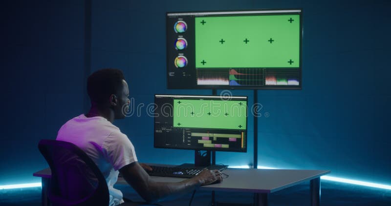 Video Editor at Work in Editing Room Stock Image - Image of ...