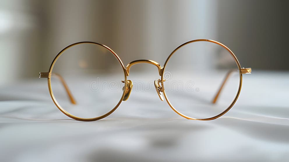 Medium Shot of Vintage Gold Spectacles Stock Illustration ...