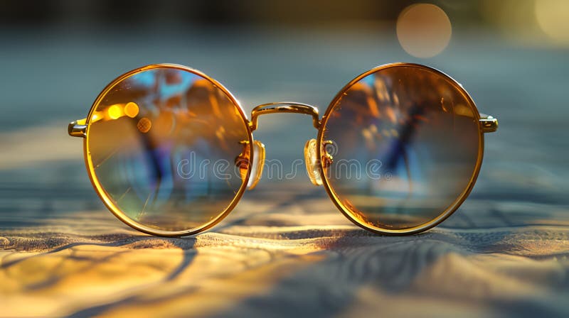 Medium Shot of Vintage Gold Spectacles Stock Illustration ...