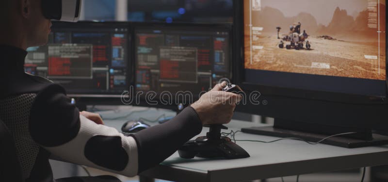 Man Controlling Mars Rover with Remote Controller Stock Image - Image ...