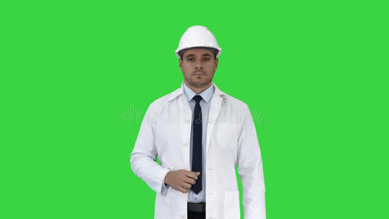 Confident Science Engineer Making Attention Hand Gesture Finger Up on a ...