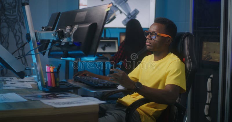Video Game Developer at Work Stock Image - Image of sitting, millennial ...