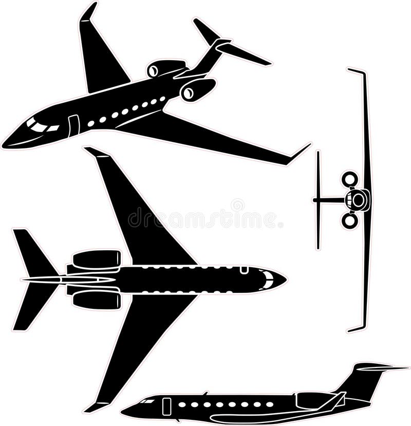 Medium Size Business Airplane Vector Set Stock Vector - Illustration of ...