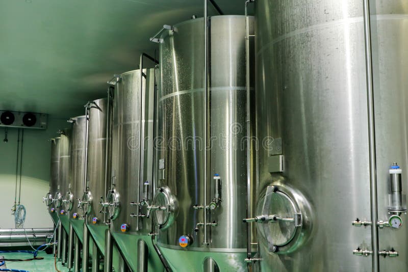Medium Size Fermenting or Brewing Tanks Stock Photo - Image of line ...