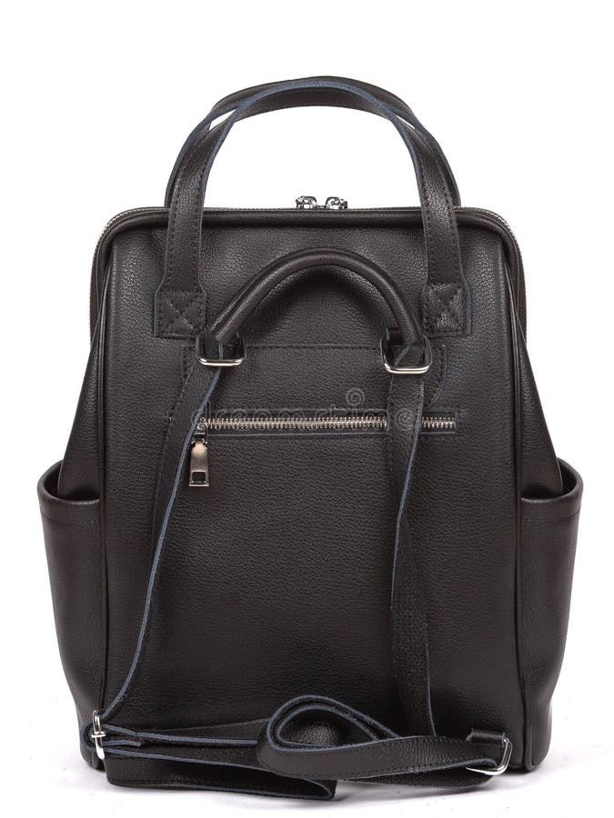 Medium Size Leather Woman S Balck Backpack Isolated on White Background ...