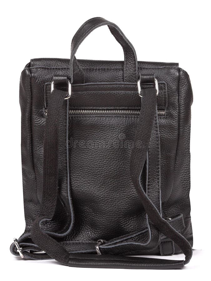 Medium Size Leather Woman S Balck Backpack Isolated on White Background ...