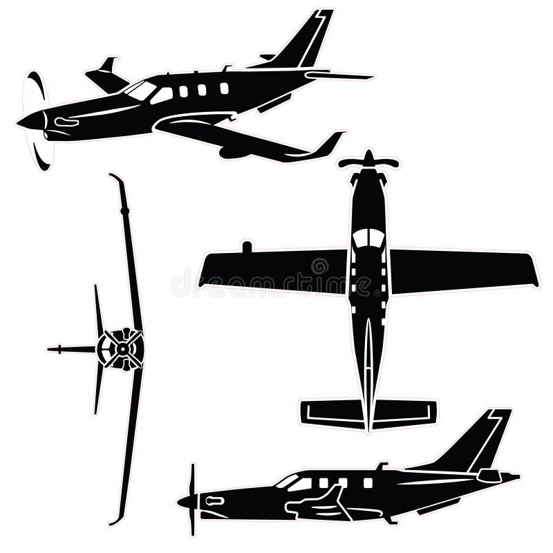 Medium Size Private Airplane Vector Set Stock Vector - Illustration of ...