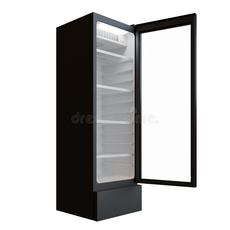 Medium Size Showcase Display Cooler Side View Open Door 3D Render ...