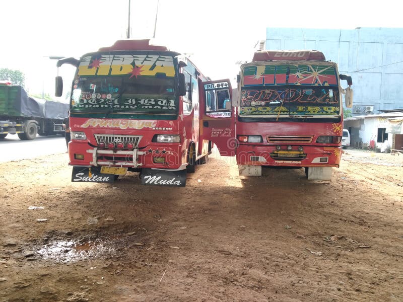 Medium-sized Bus Parked Under the Flyover Editorial Stock Photo - Image ...
