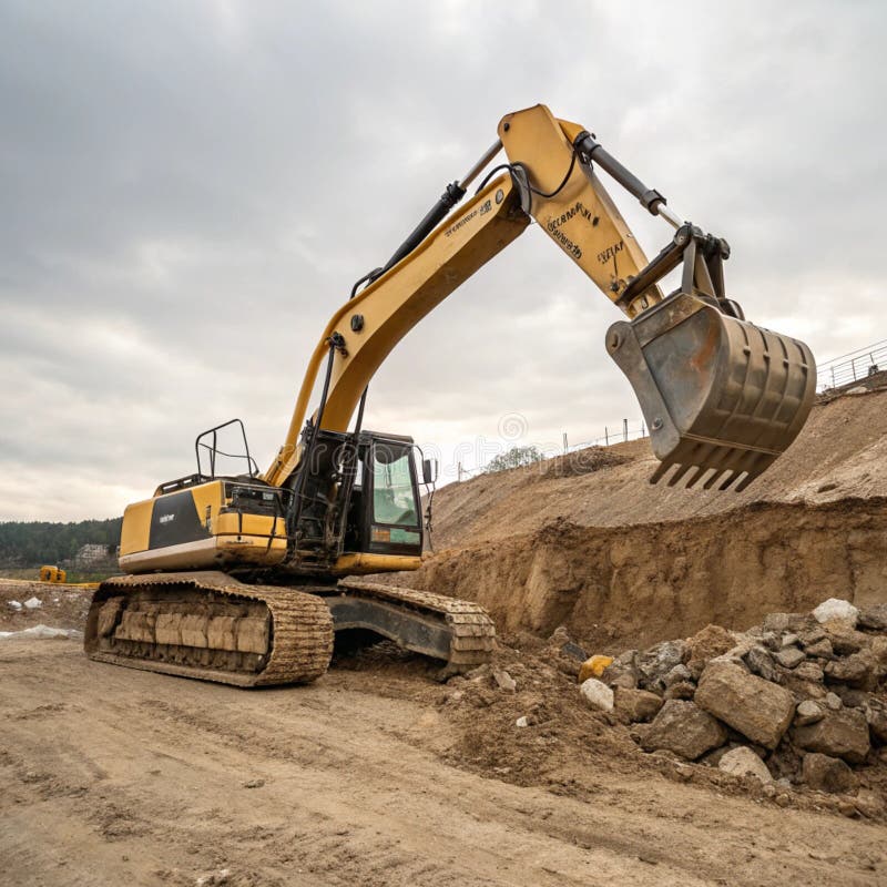 View on Medium Sized Excavator Stock Photo - Image of manual, industry ...