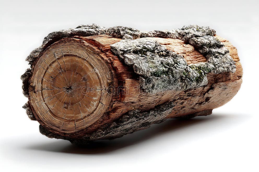 A Medium-sized Log with Visible Tree Rings on the Cut End, Displaying ...
