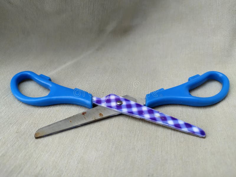 Medium Sized Paper Scissors with Light Blue Handles Stock Photo - Image ...