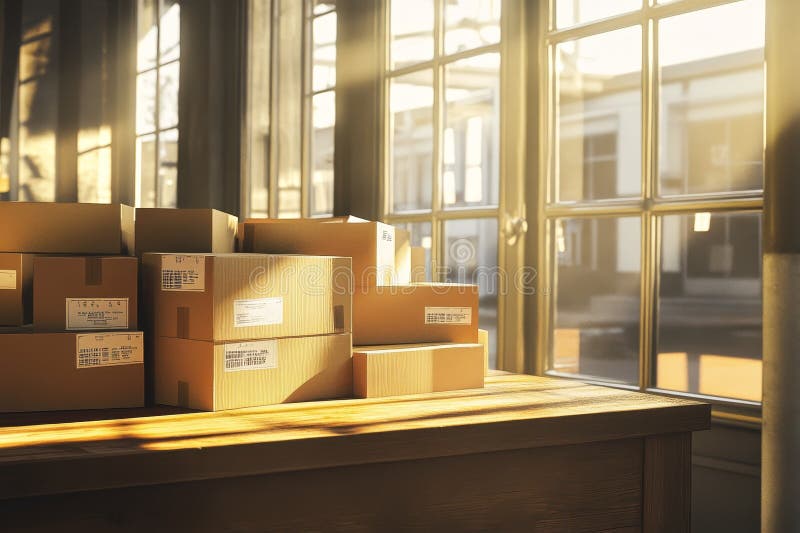 Medium Sized Parcel Sealed with Clear Tape and Labeled for Shipping. it ...