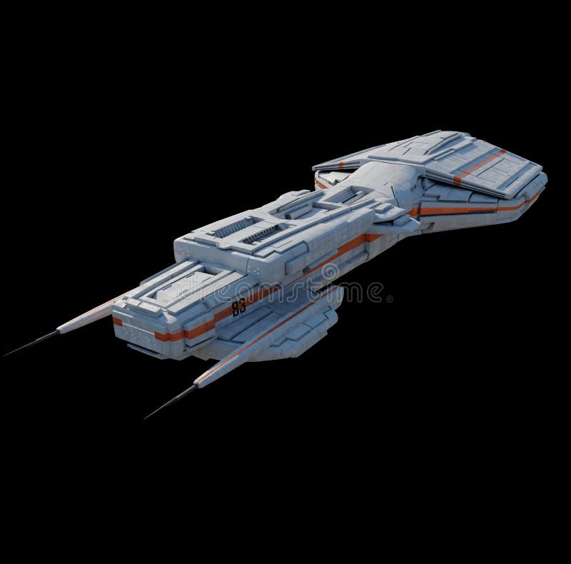 Medium Space Ship with White and Orange Colour Scheme on Black ...
