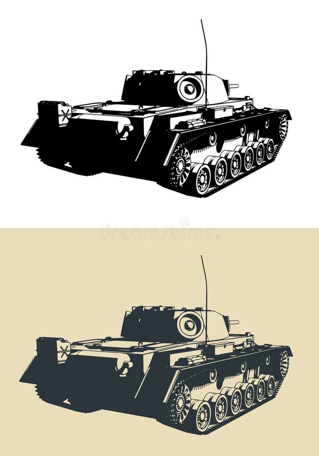 Medium Tank from World War II Illustrations Stock Vector - Illustration ...