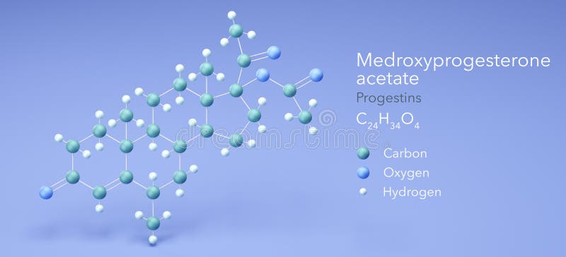 Medroxyprogesterone Acetate Molecule, Molecular Structures, Progestins ...