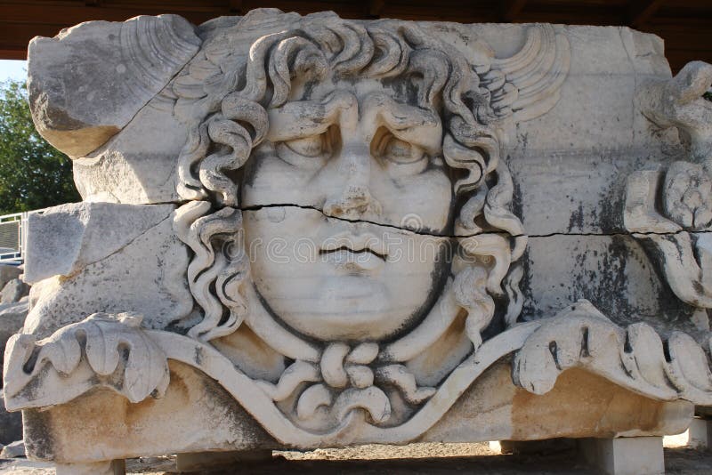 Medusa in the Ancient Temple of Apollo Stock Photo - Image of history ...
