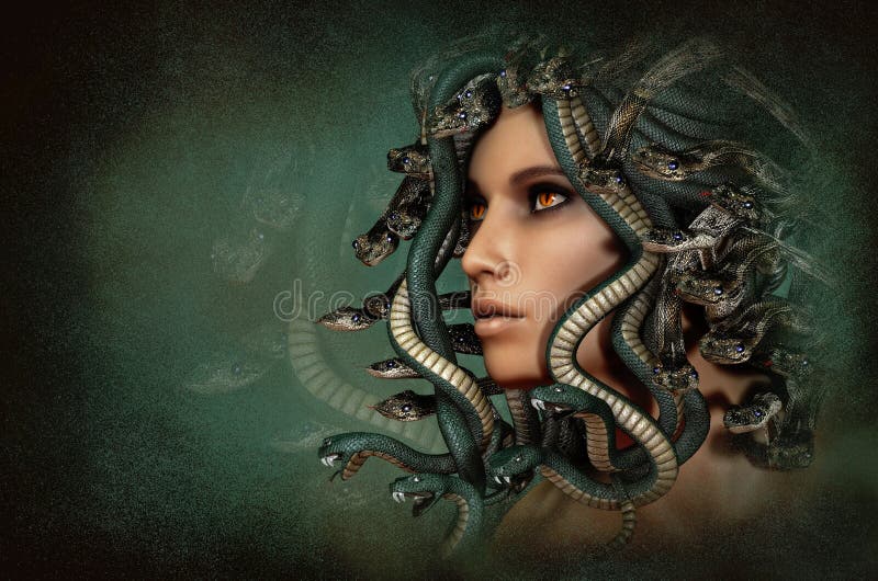 Medusa, 3d CG stock illustration. Illustration of portrait - 65674585