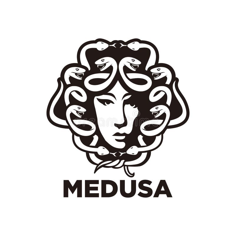 Logotipo De Medusa En Un Fondo Negro Stock de ilustración - Ilustración ...