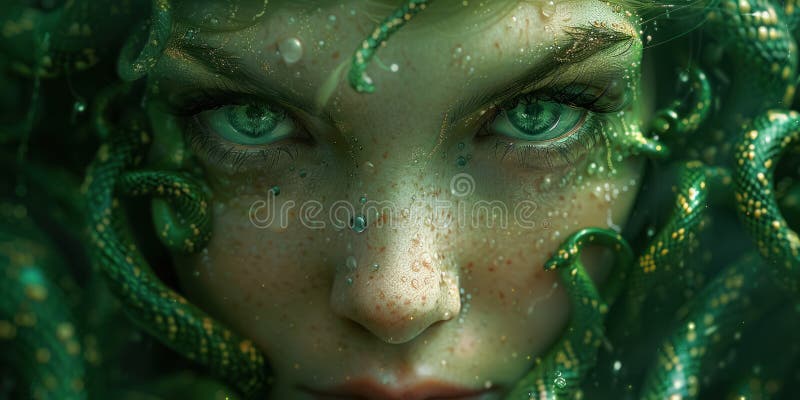 Medusa Queen of Serpents Regal and Daunting Commanding Her Realm Stock ...