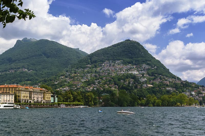 Meer Lugano, Zwitserland stock foto. Image of mening - 67323552
