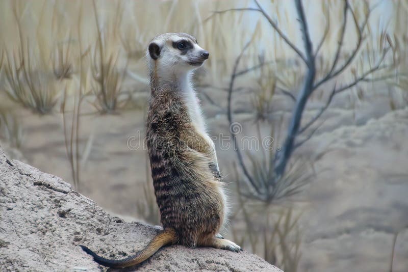 Meercat standing sentinel stock photo. Image of african - 217753002