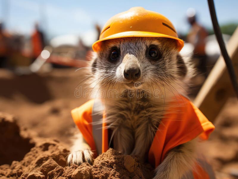 Meerkat Construction Worker in Sandbox with Lumix Camera Stock ...